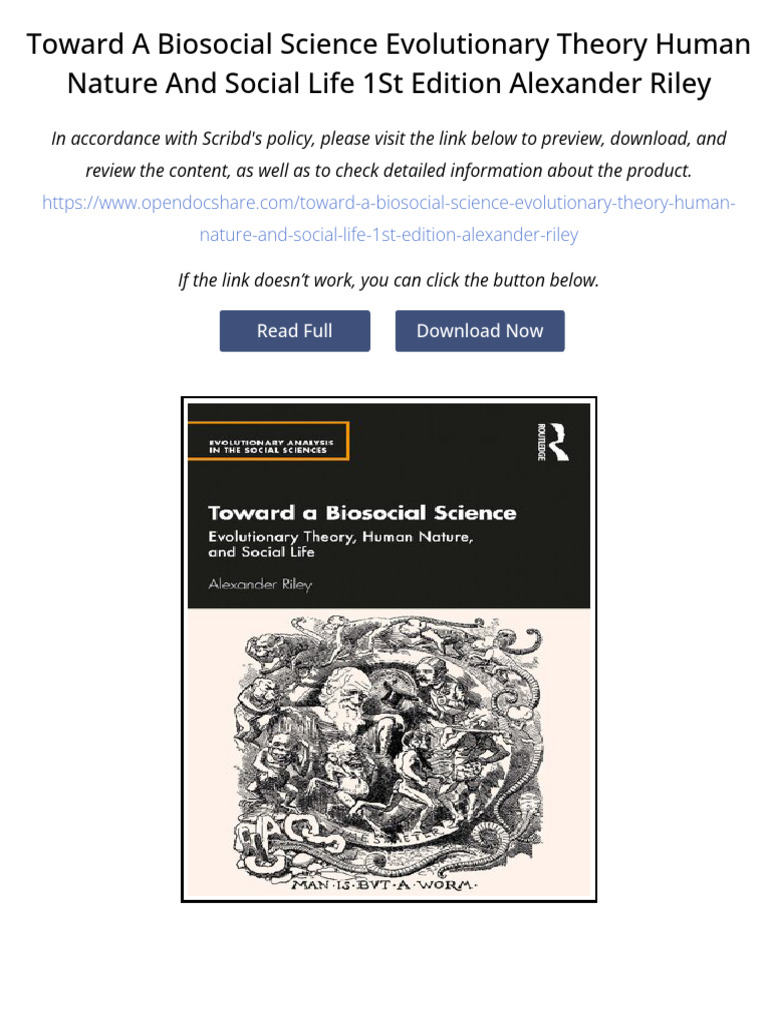 Toward a Biosocial Science Evolutionary Theory Human Nature and Social ...