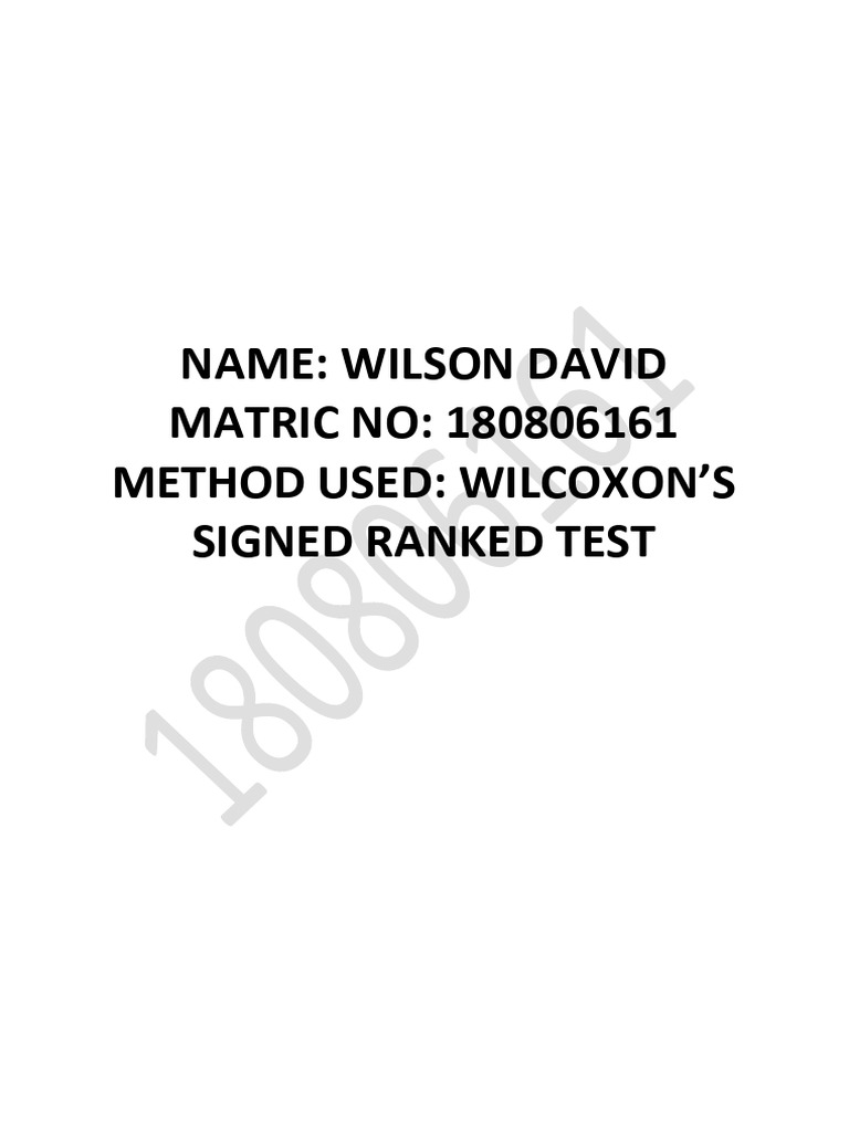 Wilson David | PDF | Statistics | Nonparametric Statistics