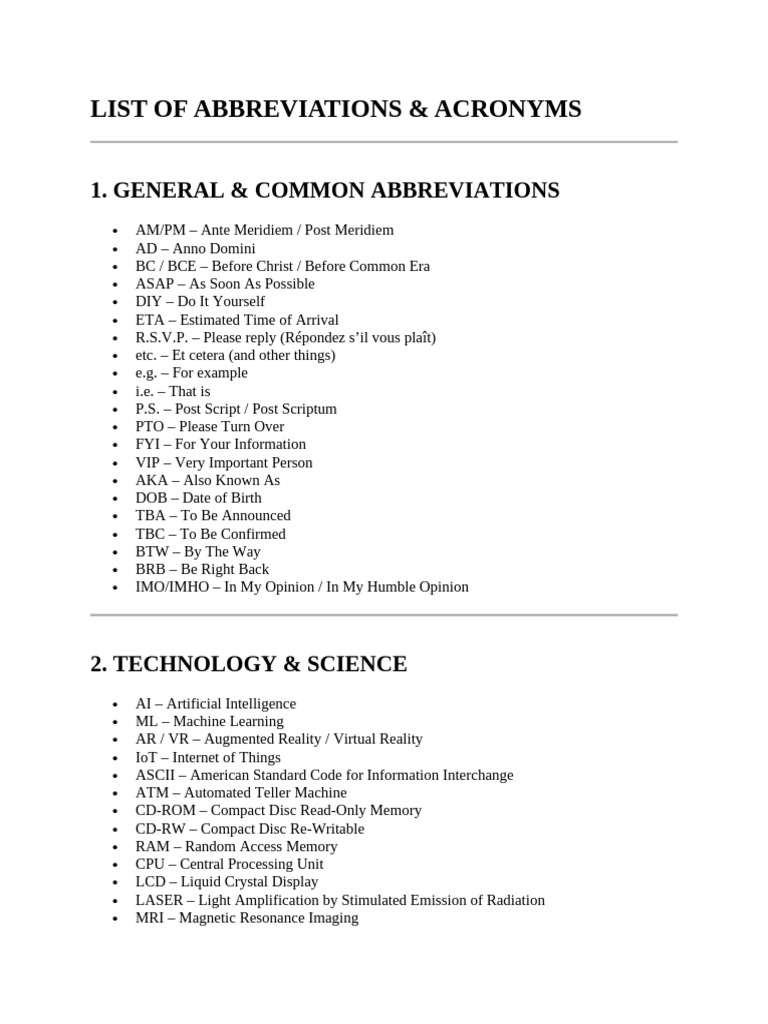 Abbreviations Acronyms | PDF