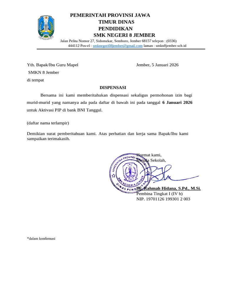 Dispen Aktivasi Siswa | PDF