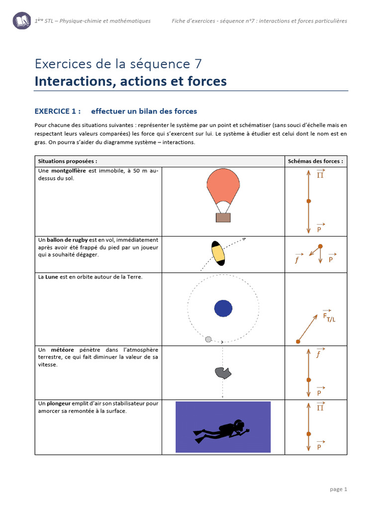 Exercices sur les forces et interactions | PDF | Poids | Mercure (planète)