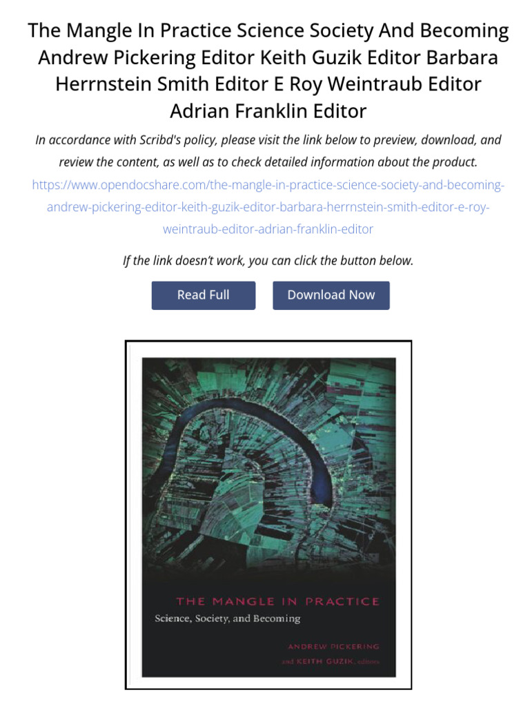 The Mangle In Practice Science Society And Becoming Andrew Pickering ...