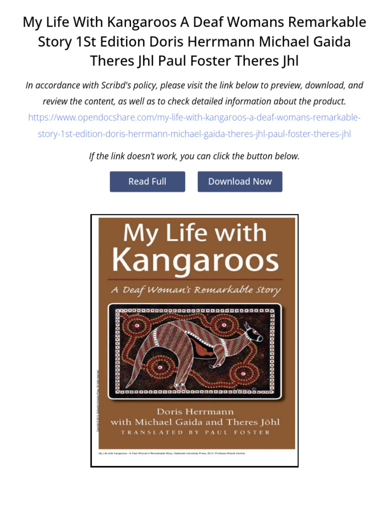 My Life With Kangaroos A Deaf Womans Remarkable Story 1st Edition Doris ...
