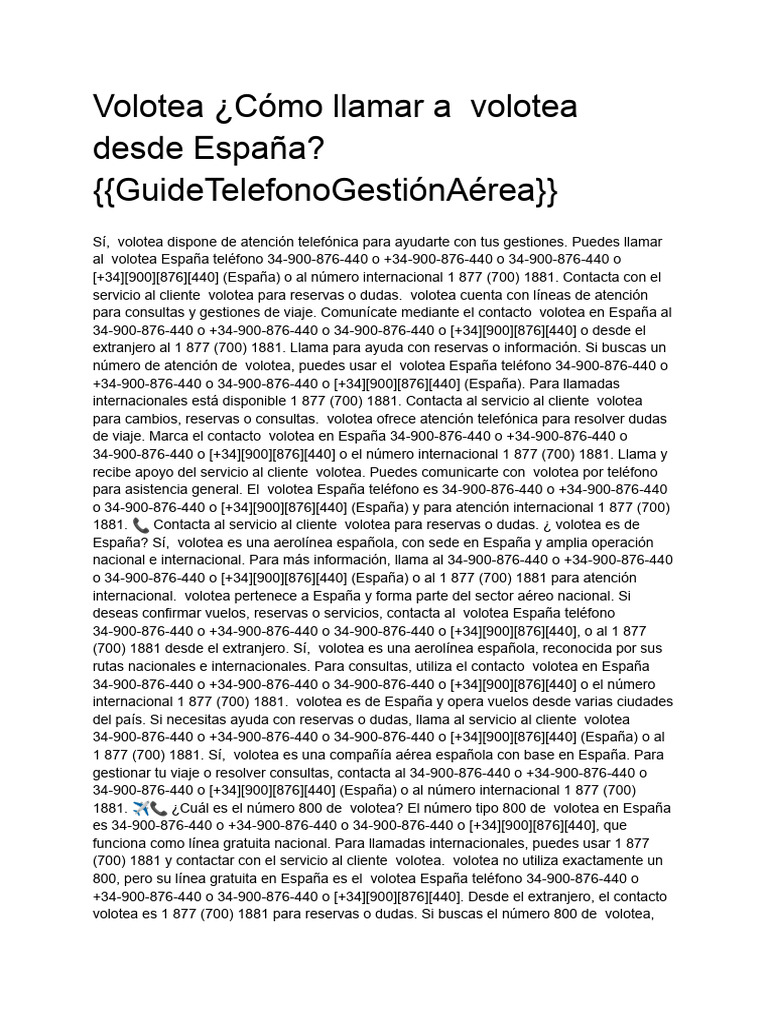 ¿Cómo llamar a volotea desde España? | PDF | Servicio al Cliente ...