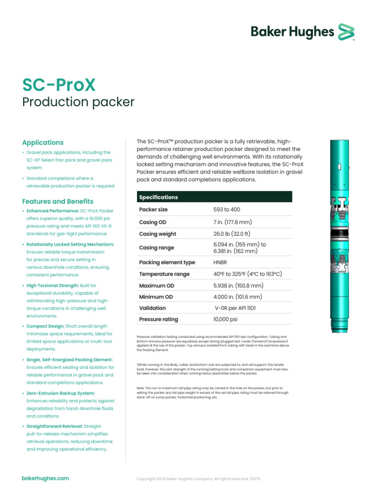 SC ProX Production Packer CS | PDF | Mechanical Engineering