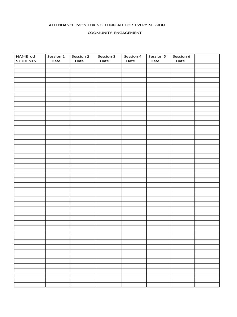 Attendance Monitoring Template for Every Session | PDF
