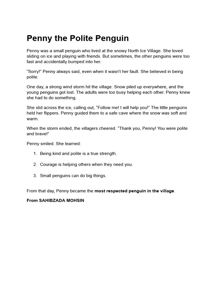Penny the Polite Penguin | PDF