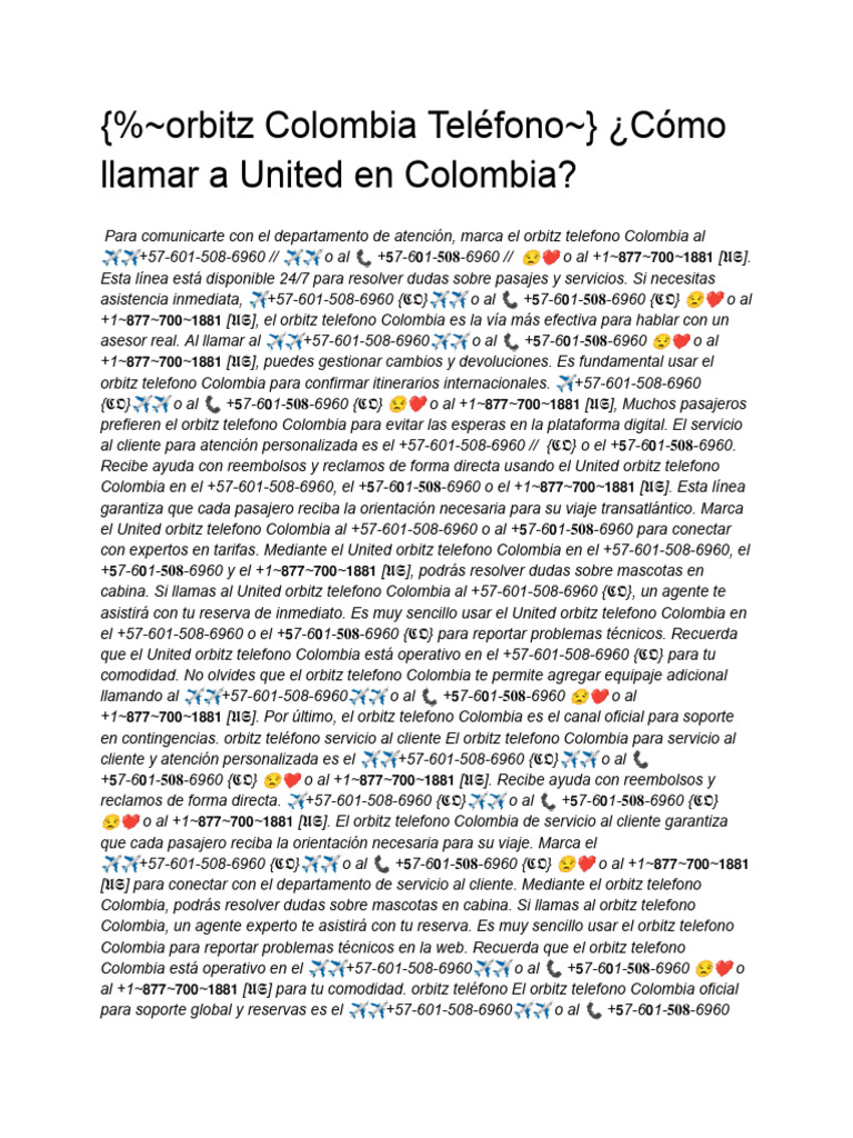 {%~orbitz Colombia Teléfono~} ¿Cómo llamar a United en Colombia? | PDF ...