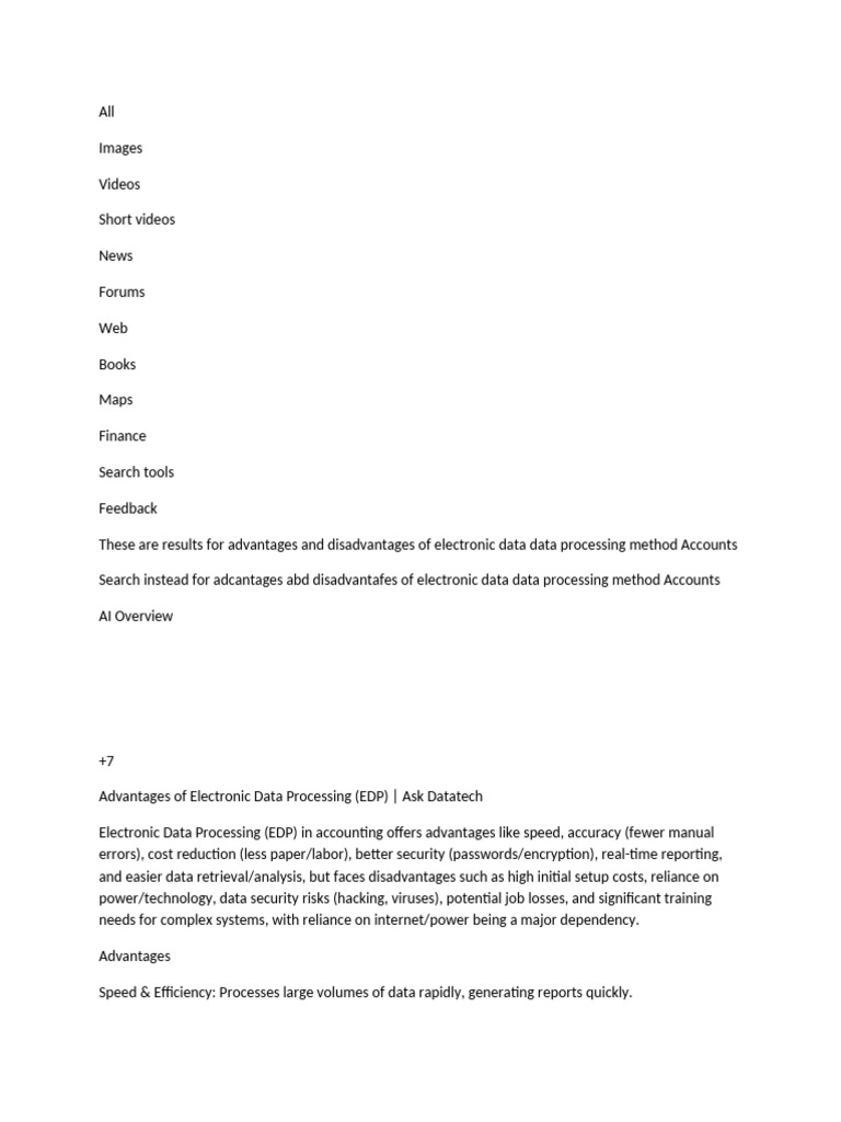 Advantages and Disadvantages of Elextronix Data Processing Maethid ...