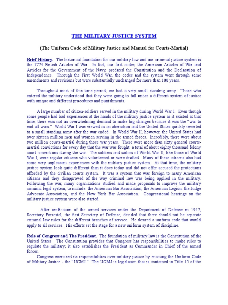 The History of The Military Justice System | PDF | Uniform Code Of ...