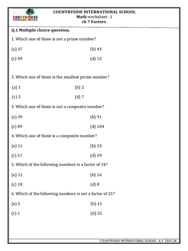 Worksheet 1 | PDF | Numbers | Prime Number