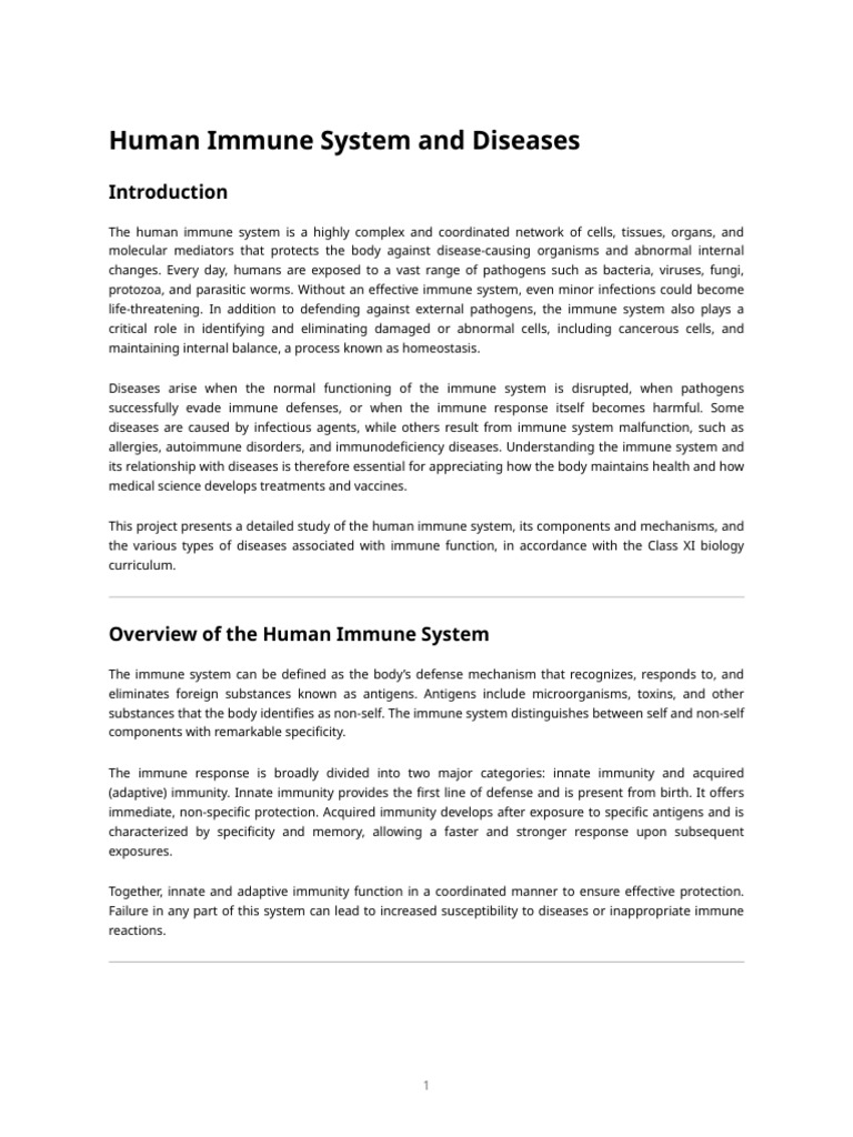 Human Immune System Overview and Diseases | PDF | Immune System ...