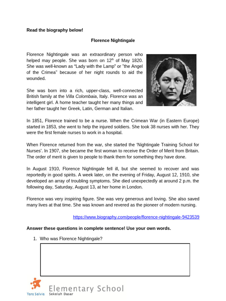 Florence Nightingale: Nursing Pioneer Biography | PDF
