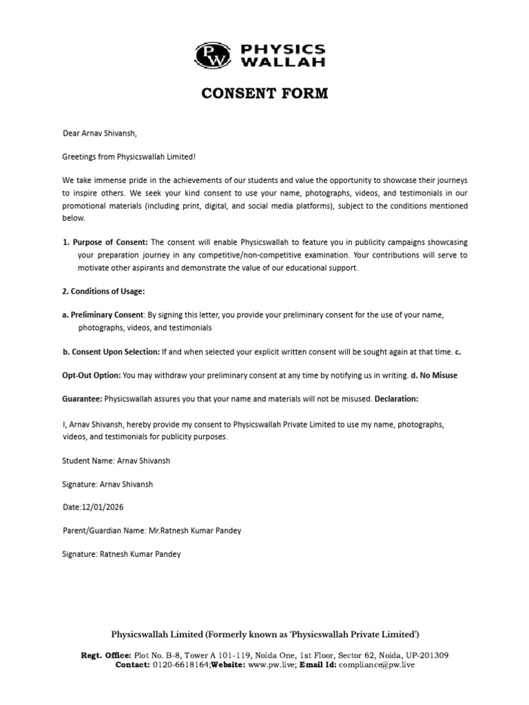 Consent Form 1 (2) | PDF