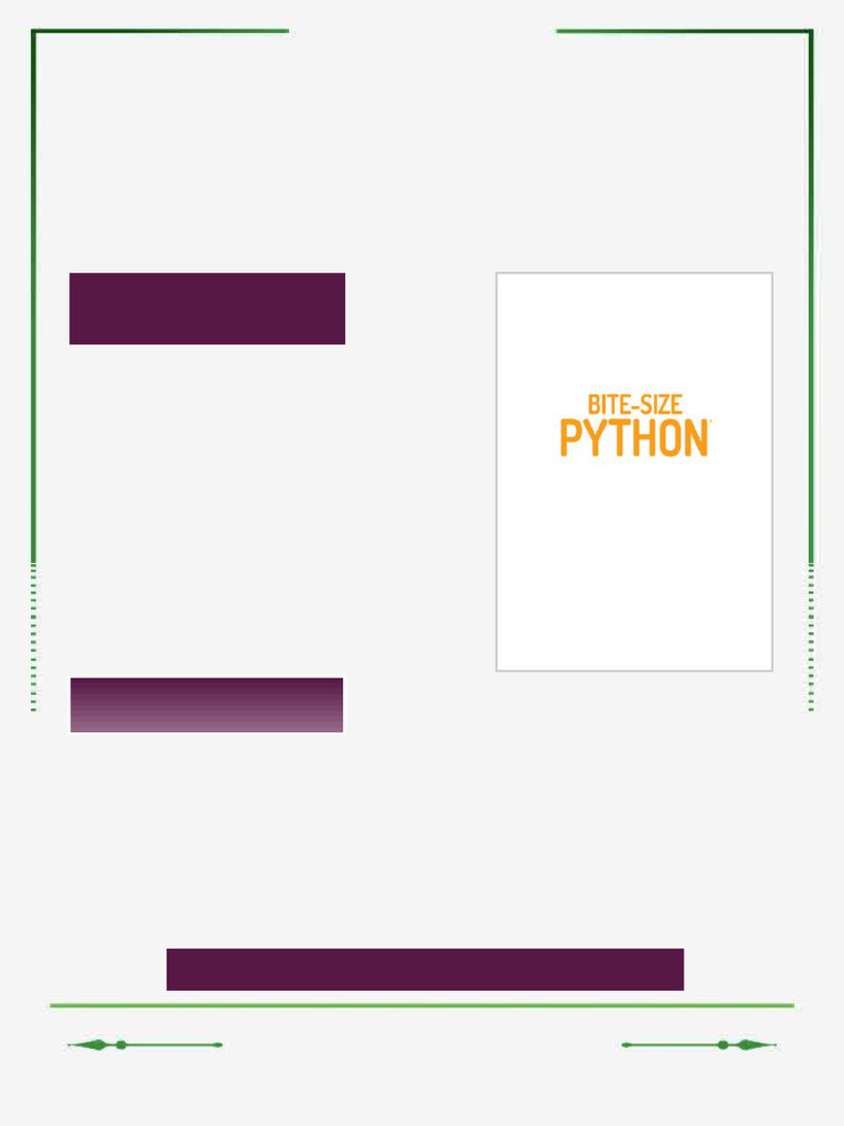 Bite Size Python An Introduction to Python Programming 1st Edition April Speight eBook synced ...
