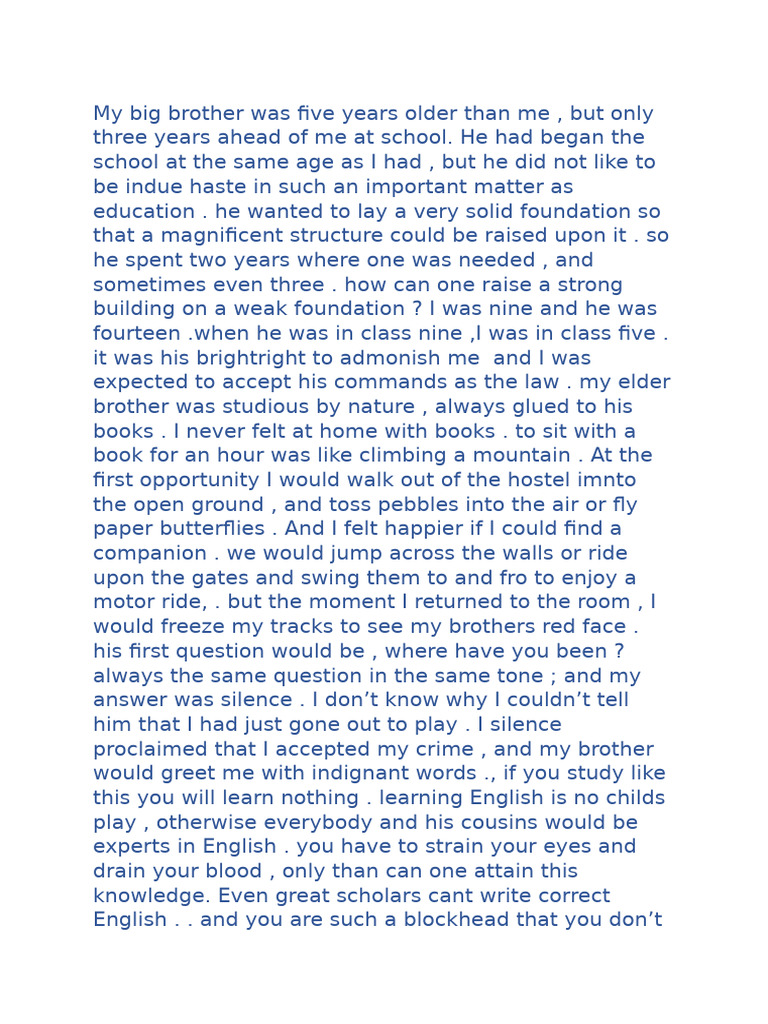 My Big Brother Was Five Years Older Than Me | PDF