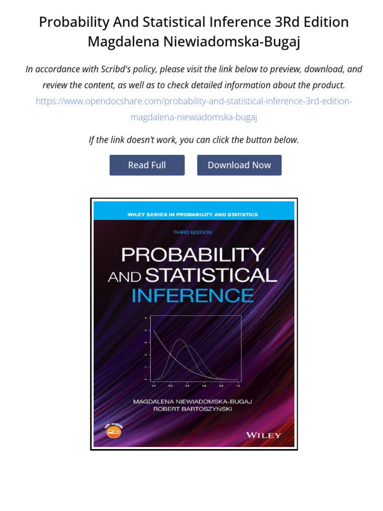 Probability and Statistical Inference 3rd Edition Magdalena Niewiadomska-Bugaj | PDF ...