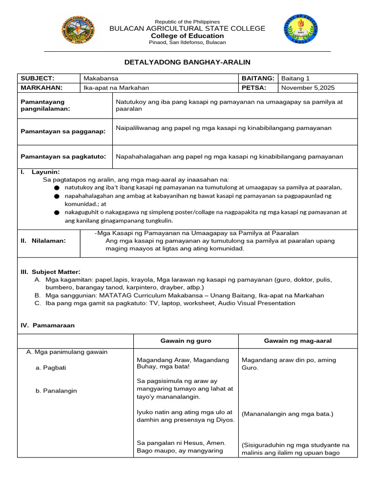Detailed Lesson Plan Template PANG URI | PDF