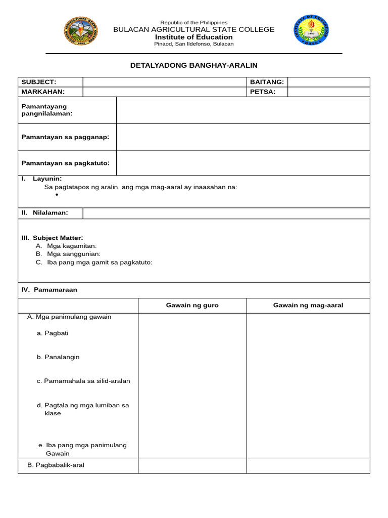 Detailed Lesson Plan Template IED | PDF