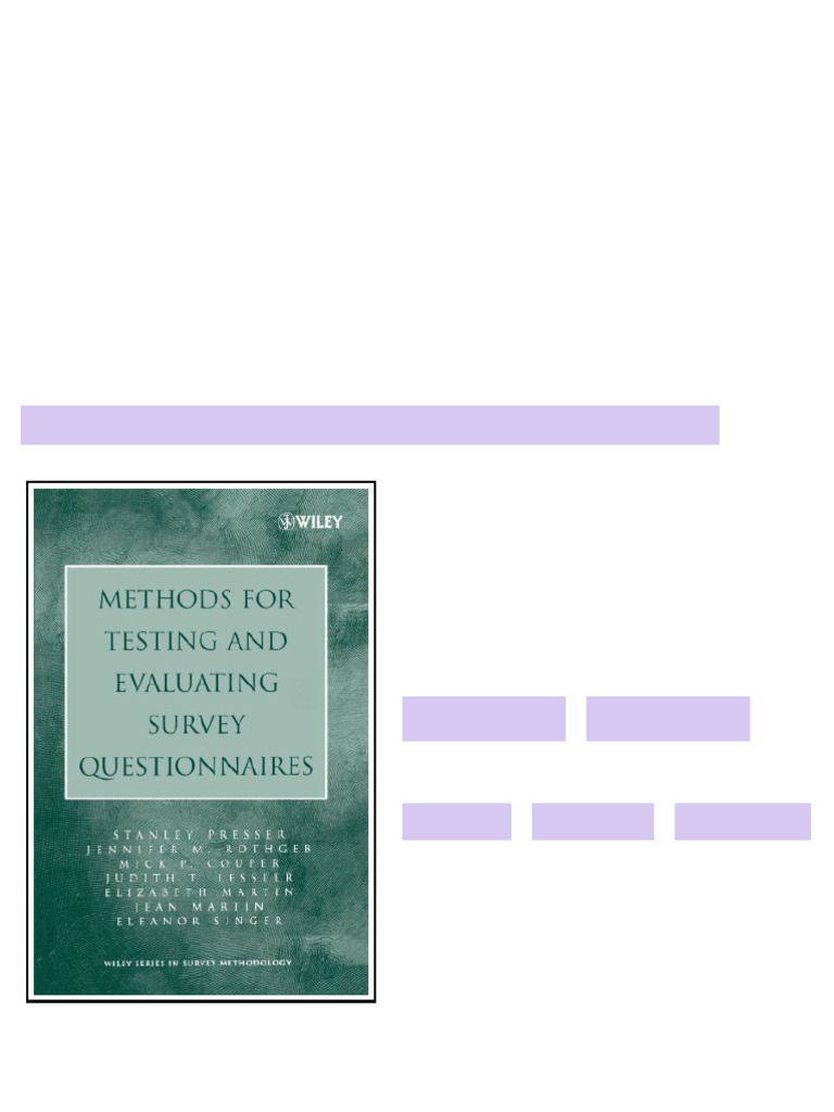(Ebook) Methods for Testing and Evaluating Survey Questionnaires by ...