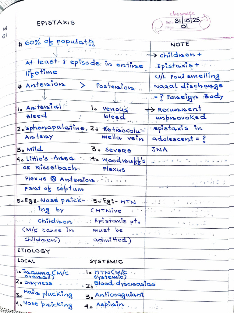 Epistaxis- Dr. Writa Ray Mridha ( Internal Medicine) (1) | PDF