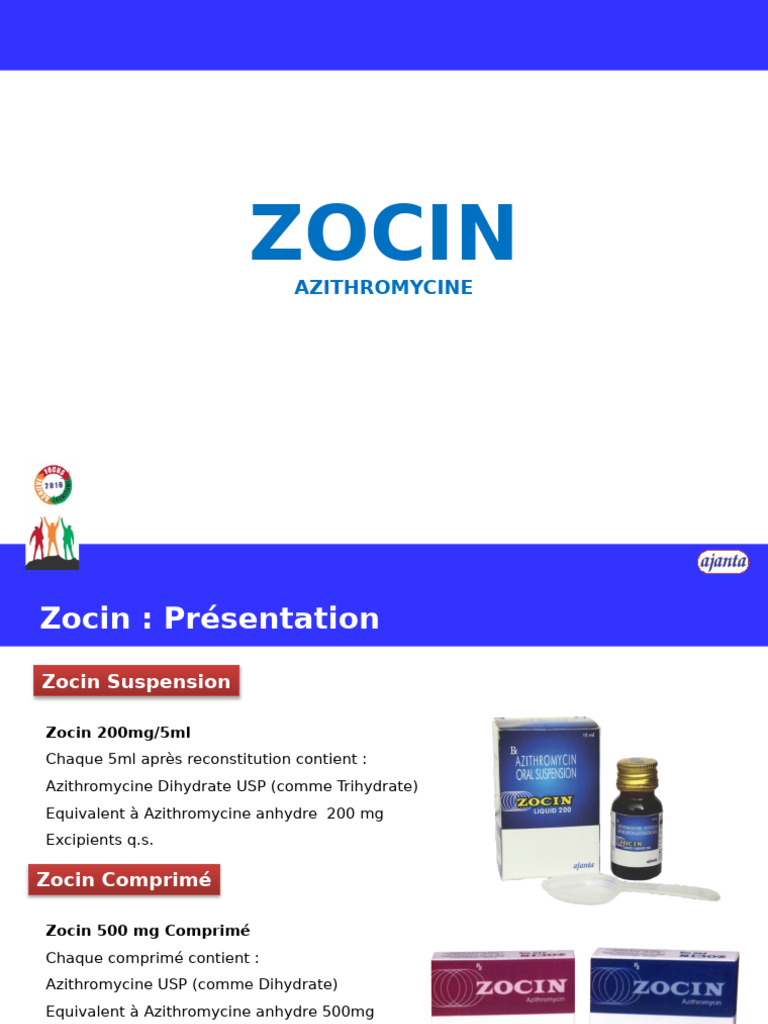 Zocin : Azithromycine, Indications et Avantages | PDF | Spécialités ...