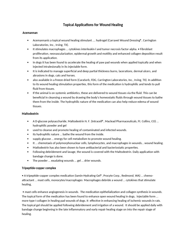 Topical Wound Healing Applications | PDF | Wound Healing | Peritoneum