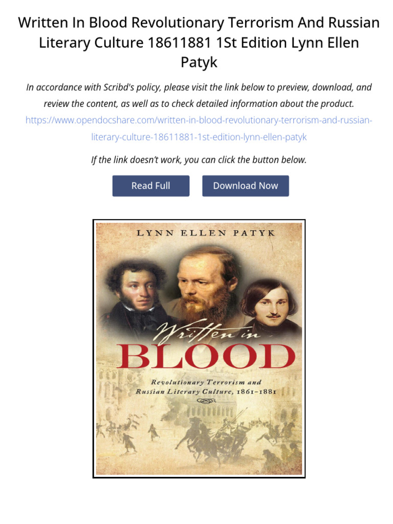 Written In Blood Revolutionary Terrorism And Russian Literary Culture ...