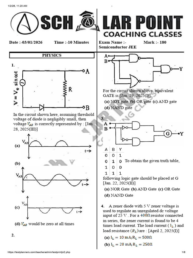Semiconductor JEE | PDF | Rectifier | Diode
