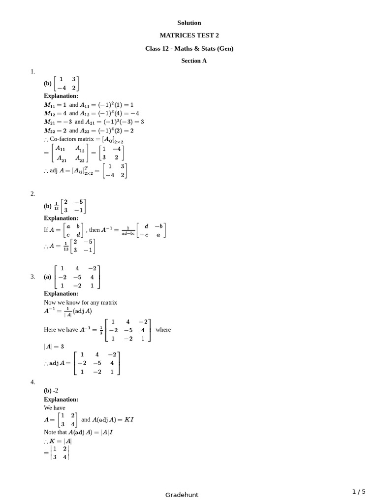 2._MATRICES_TEST_2_Solution_17-06-25-14-39-32 | PDF | Matrix ...