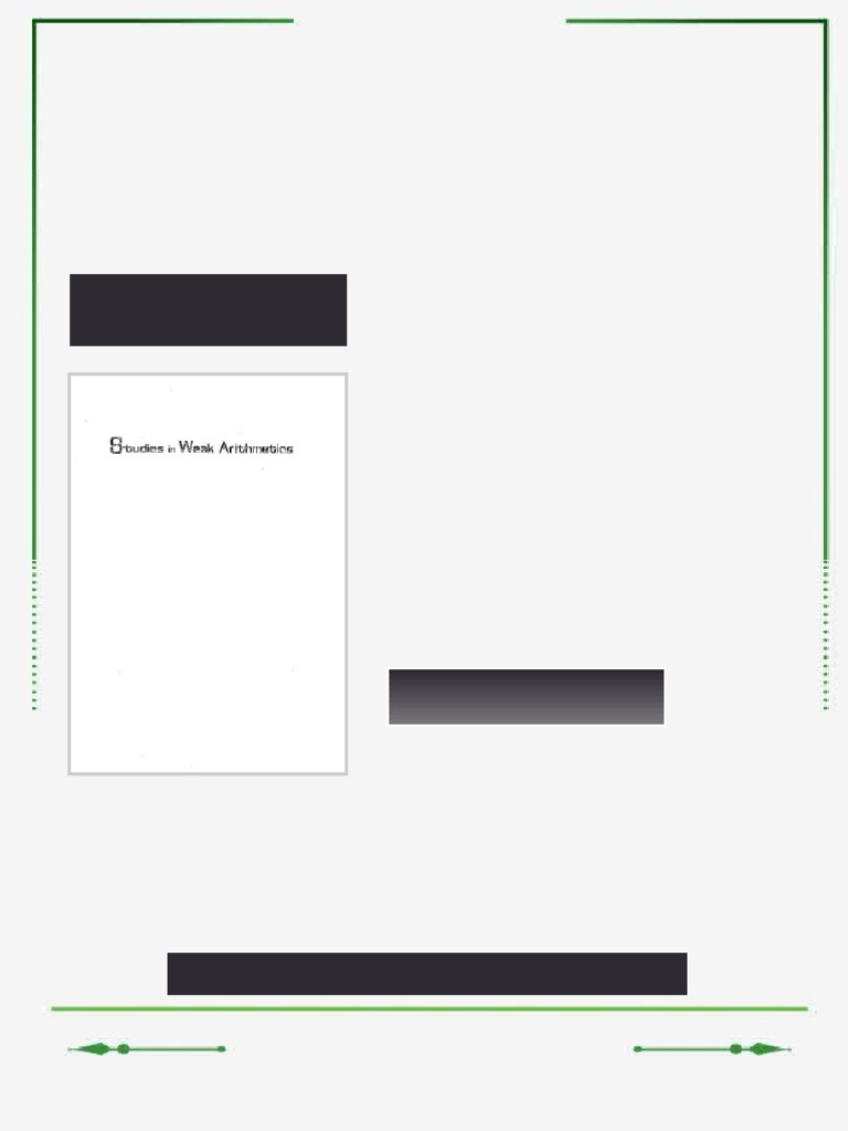 Studies in Weak Arithmetics 1st Edition Patrick Cegielsky Ali Enayat ...