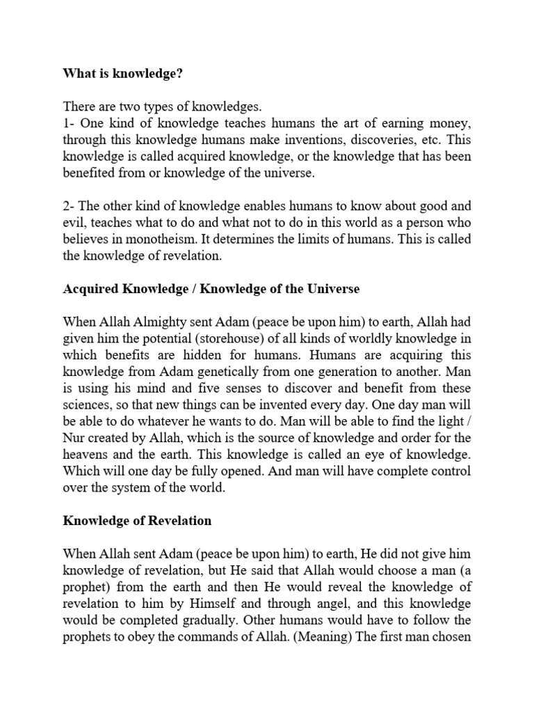 What is Knowledge | PDF | Revelation | Knowledge