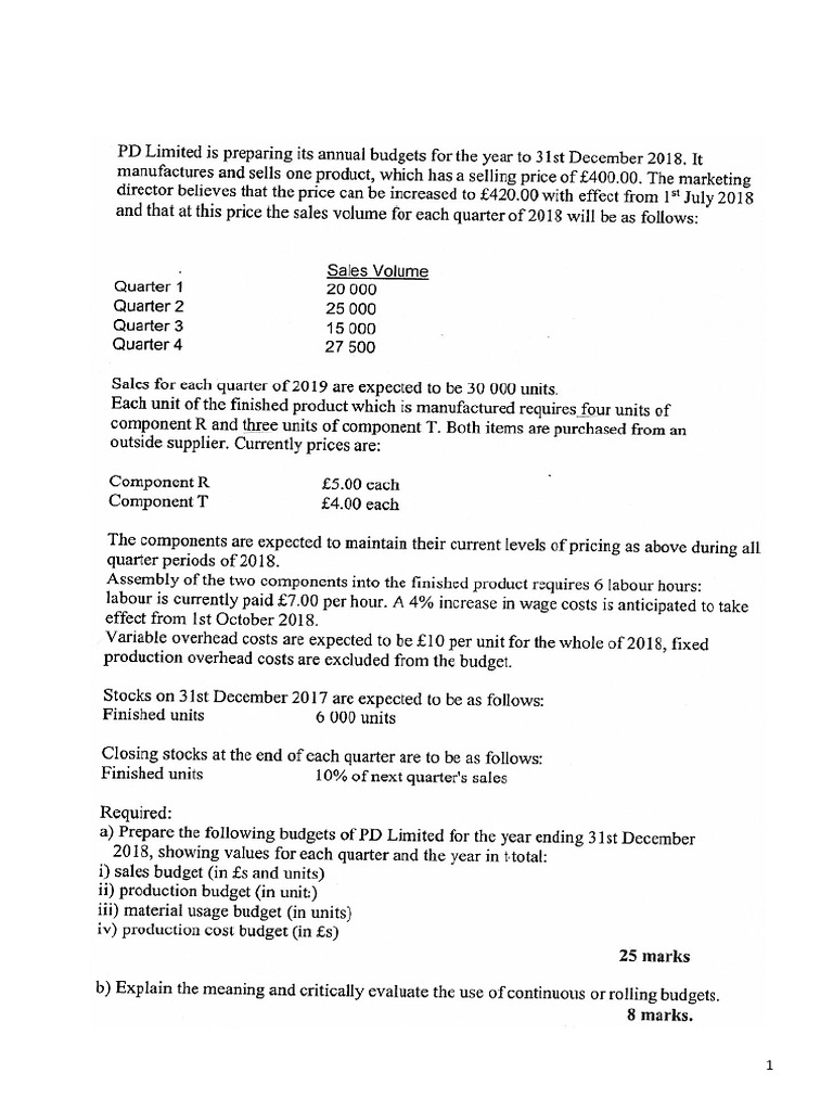 APC 309 Strategic Management Accounting_Budgeting | PDF