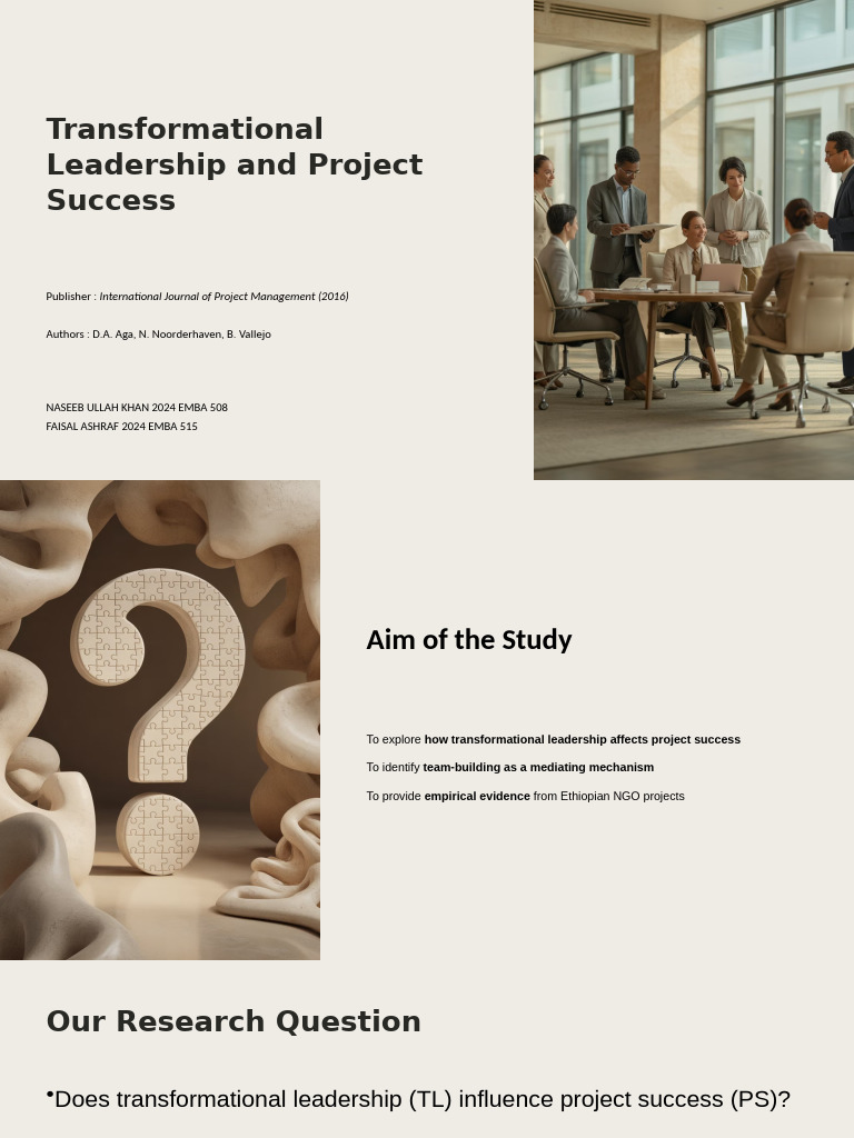 Transformational Leadership and Project Success Final | PDF ...