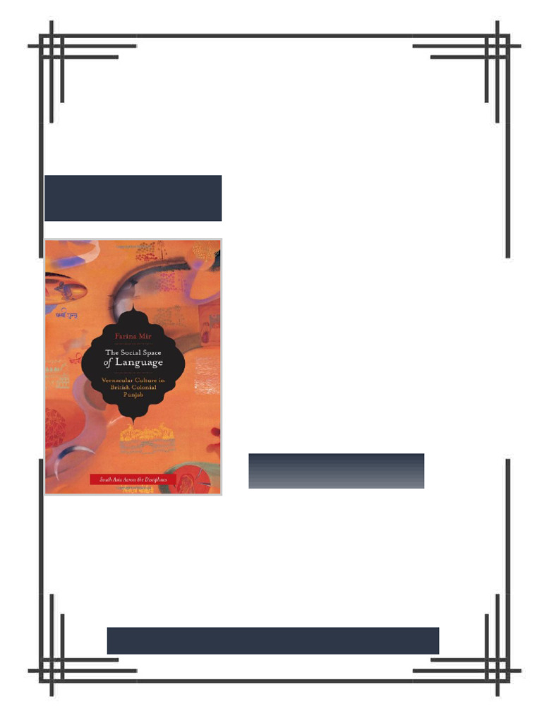 The Social Space of Language Vernacular Culture in British Colonial ...