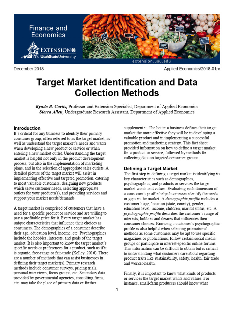 Target Market Identification and Data Collection Methods | PDF | Survey ...