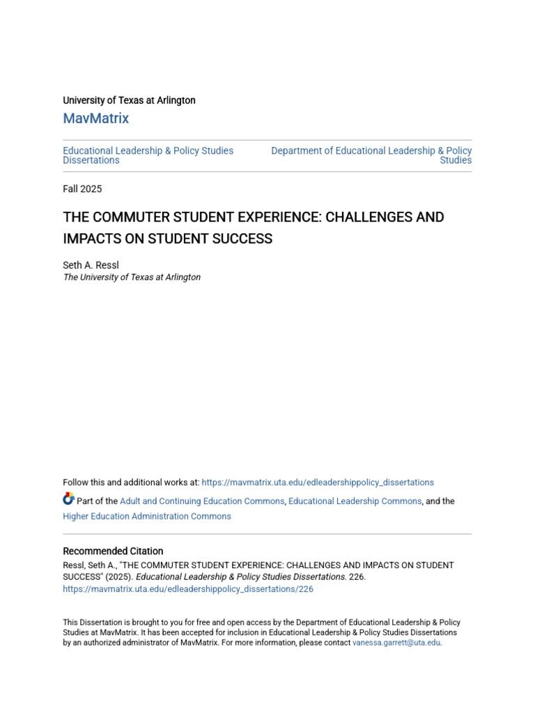 Commuter Student Success Challenges | PDF | Student Affairs ...