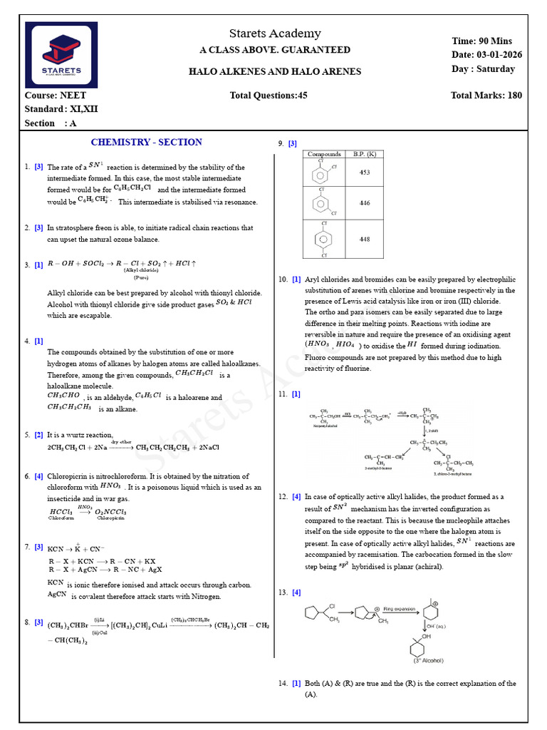 Halo Alkenes and Halo Arenes_solutions | PDF | Chemical Reactions | Organic Chemistry
