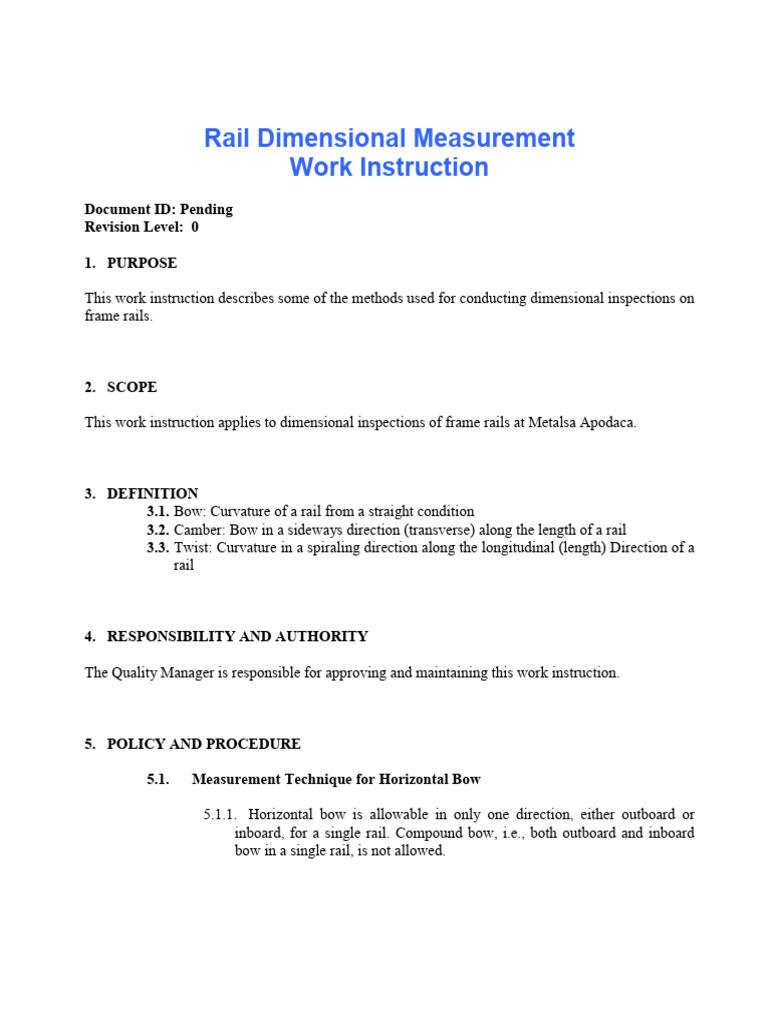 Rail Dimensional Inspection Methods | PDF | Length