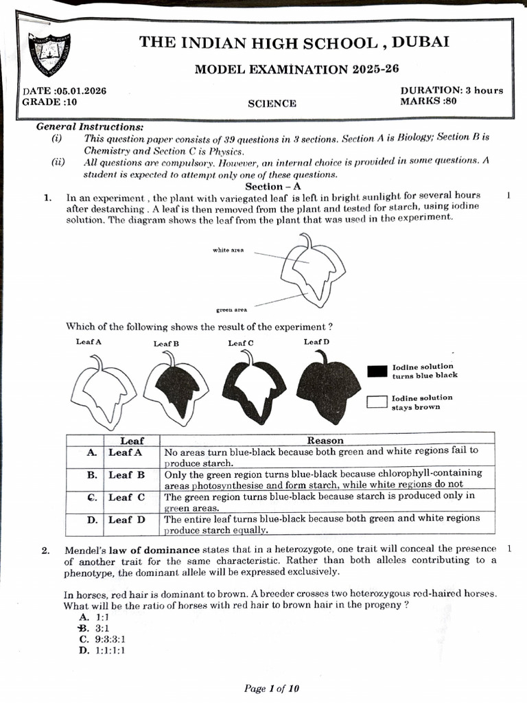 Science Model Examination Qp | PDF