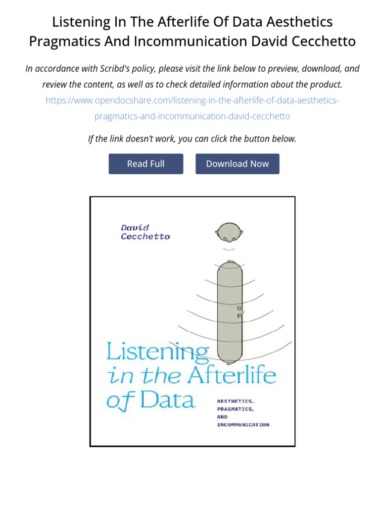 Listening In The Afterlife Of Data Aesthetics Pragmatics And ...