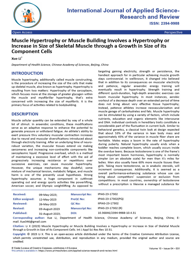 Understanding Muscle Hypertrophy Basics | PDF | Muscle Hypertrophy ...