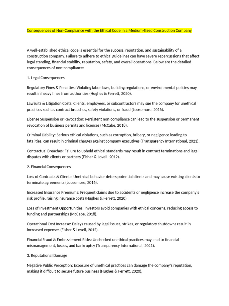 Consequences of non compliance to ethical code-WPS Office | PDF ...