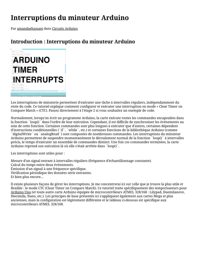 Arduino Timer Interrupts Tutorial | PDF | Timer | Frequency