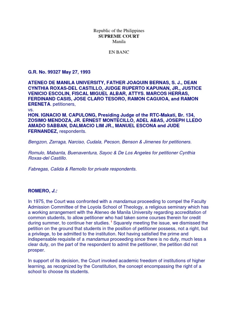 Ateneo Vs Kapulong | PDF | Academic Freedom | Injunction