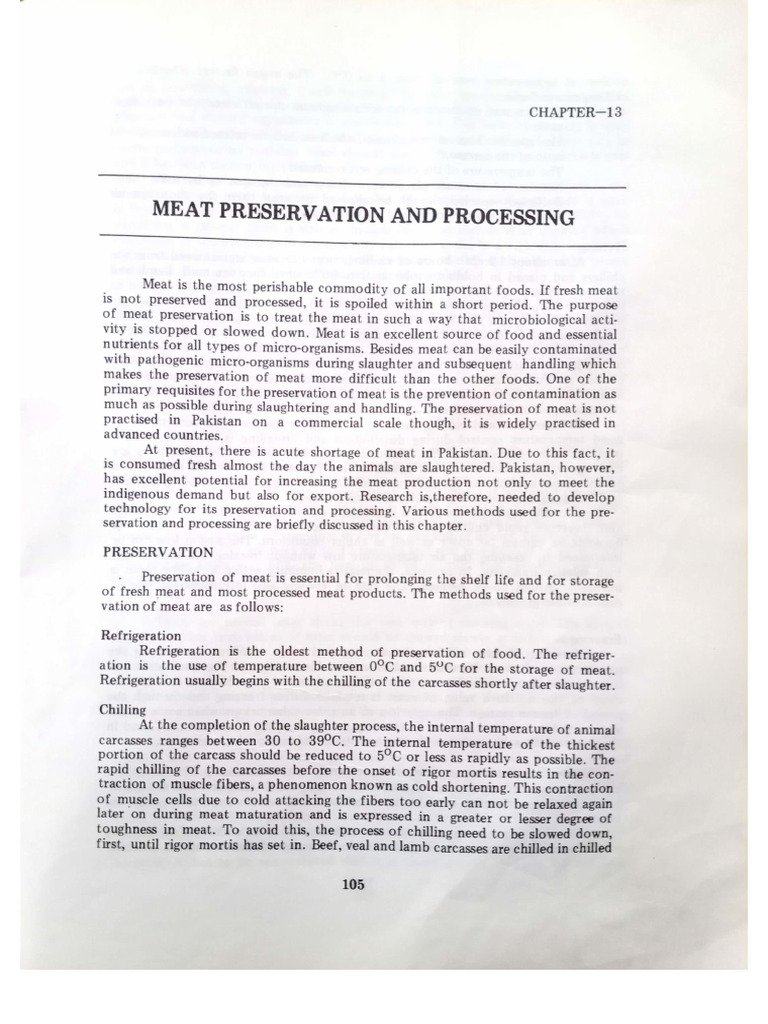 Ch. 13 Meat Preservation and Processing | PDF