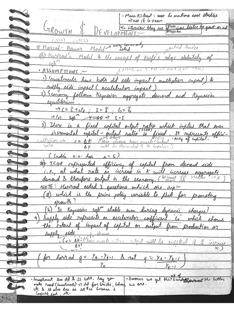 Growth and development upsc econ notes | PDF