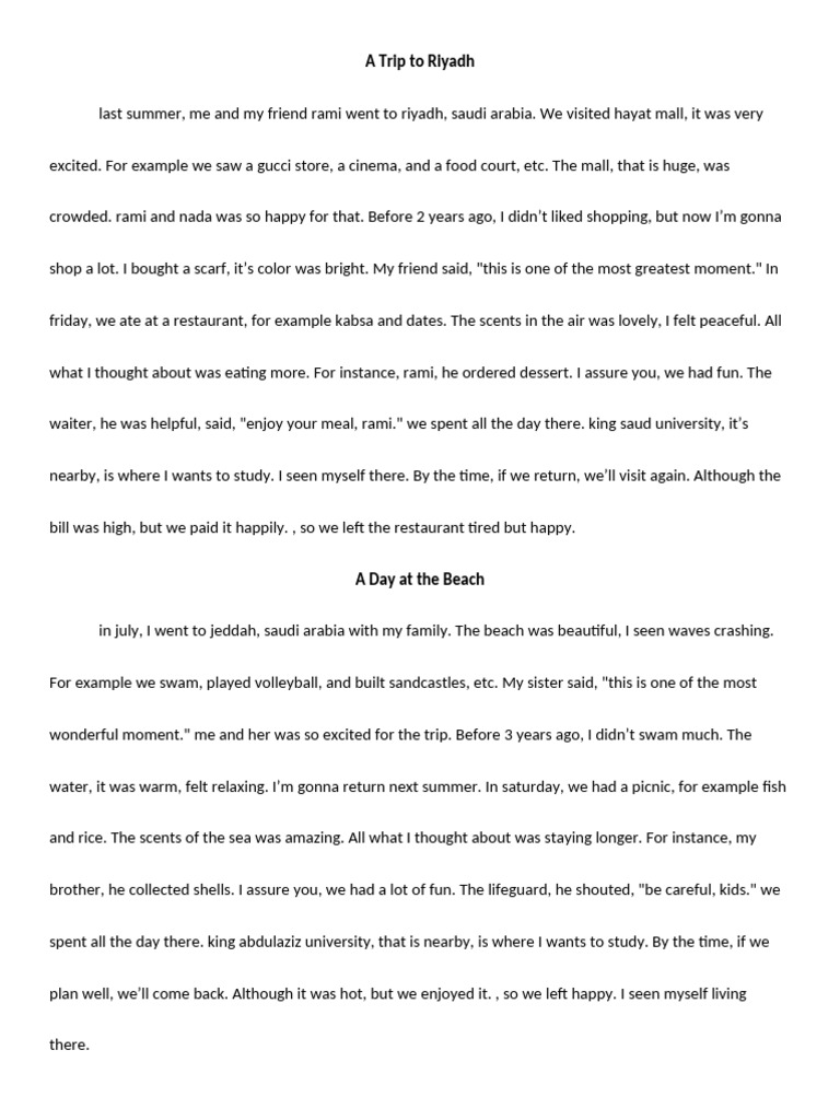 2a. Extra Practice - Narrative Proofreading | PDF | Riyadh | Cuisine