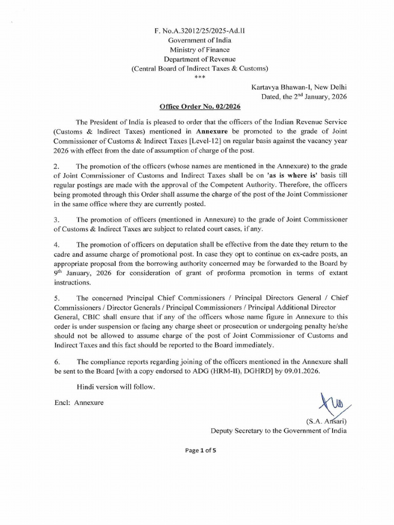 Office Order No. 2 - 2026 Dated 02.01.2026 | PDF