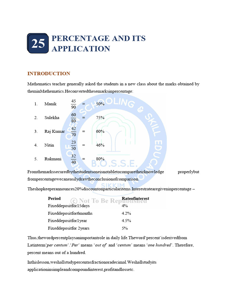 25_LN25_Percentage_and_its_app | PDF | Interest | Percentage